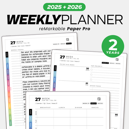 reMarkable Paper Pro Daily Planner 2026 + Free 2027. Next 2 years