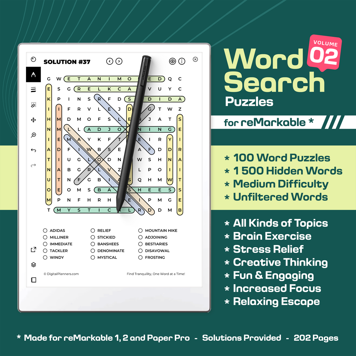 Word Search Puzzle. Remarkable Paper Pro - Volume 02