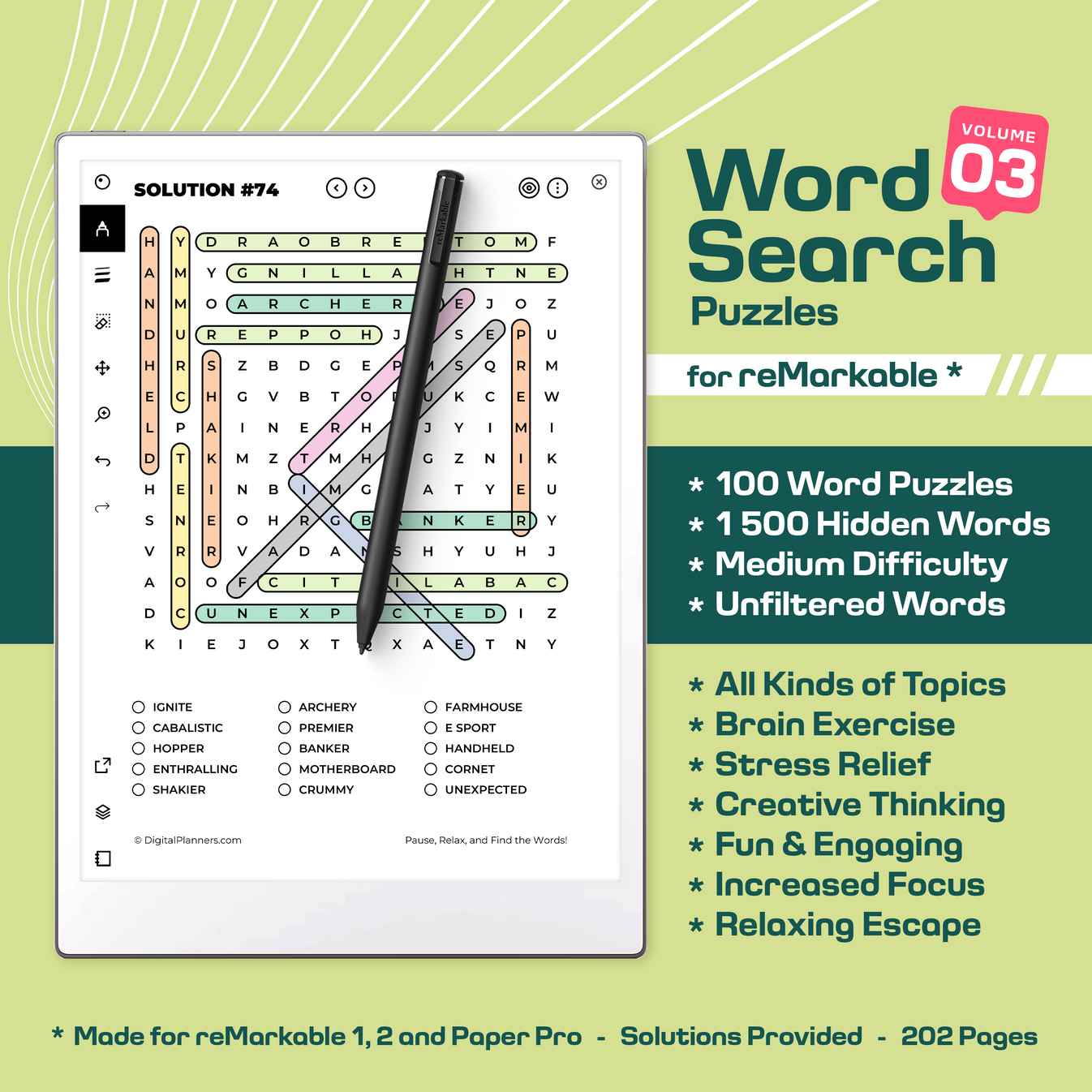Word Search Puzzle. Remarkable Paper Pro - Volume 03